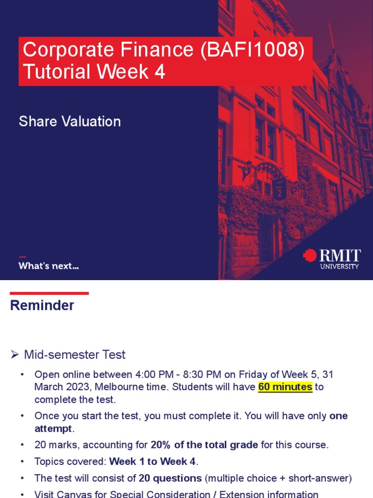 Tutorial Slides - Week 4 (Handwriting) | PDF | Dividend | Yield (Finance)