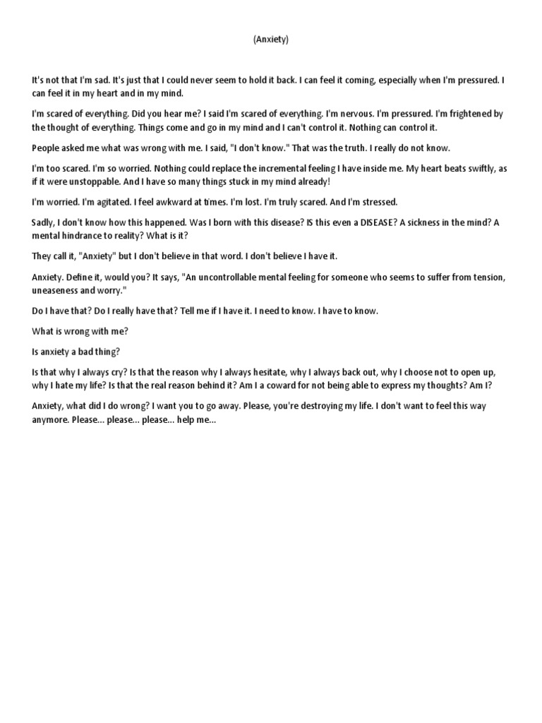 Declamation Pieces | PDF | Mind | Anxiety
