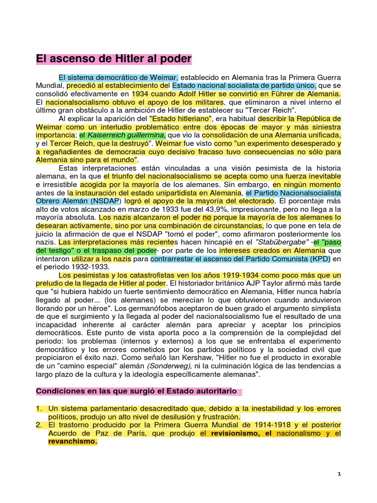 Ascenso de Hitler y caída de Weimar | PDF | Adolf Hitler | Alemania nazi