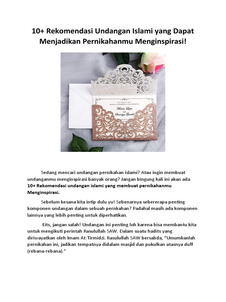 10+ Rekomendasi Undangan Pernikahan Islami | PDF