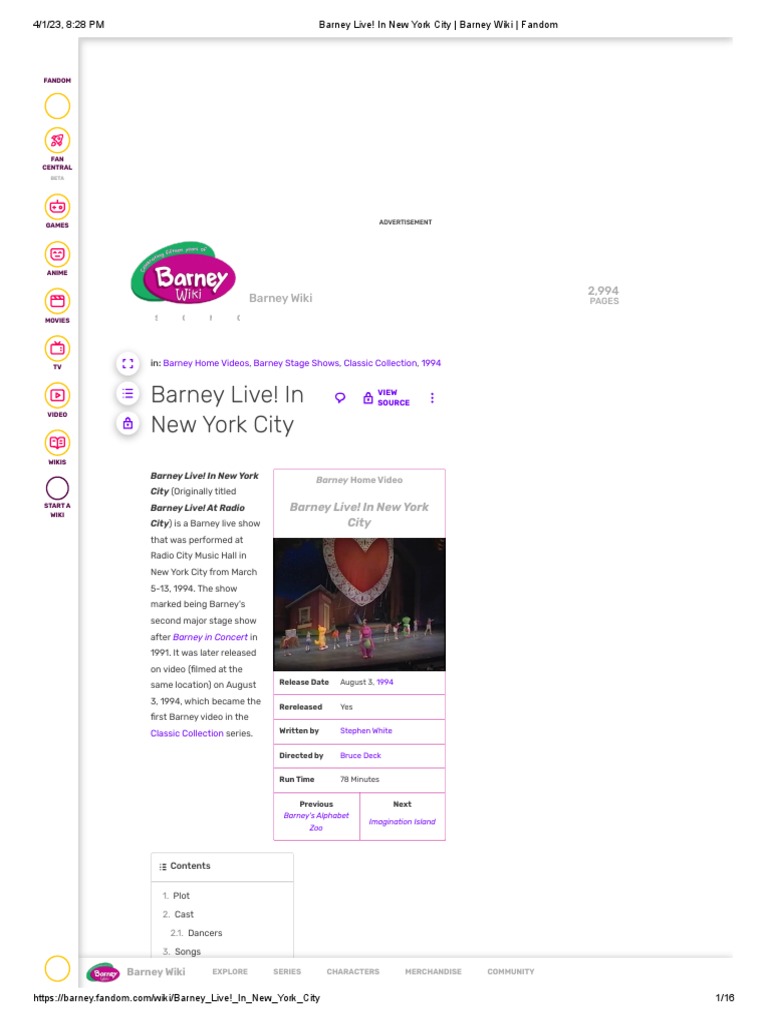 Barney Live! in New York City - Barney Wiki - Fandom February 14, 7686 ...