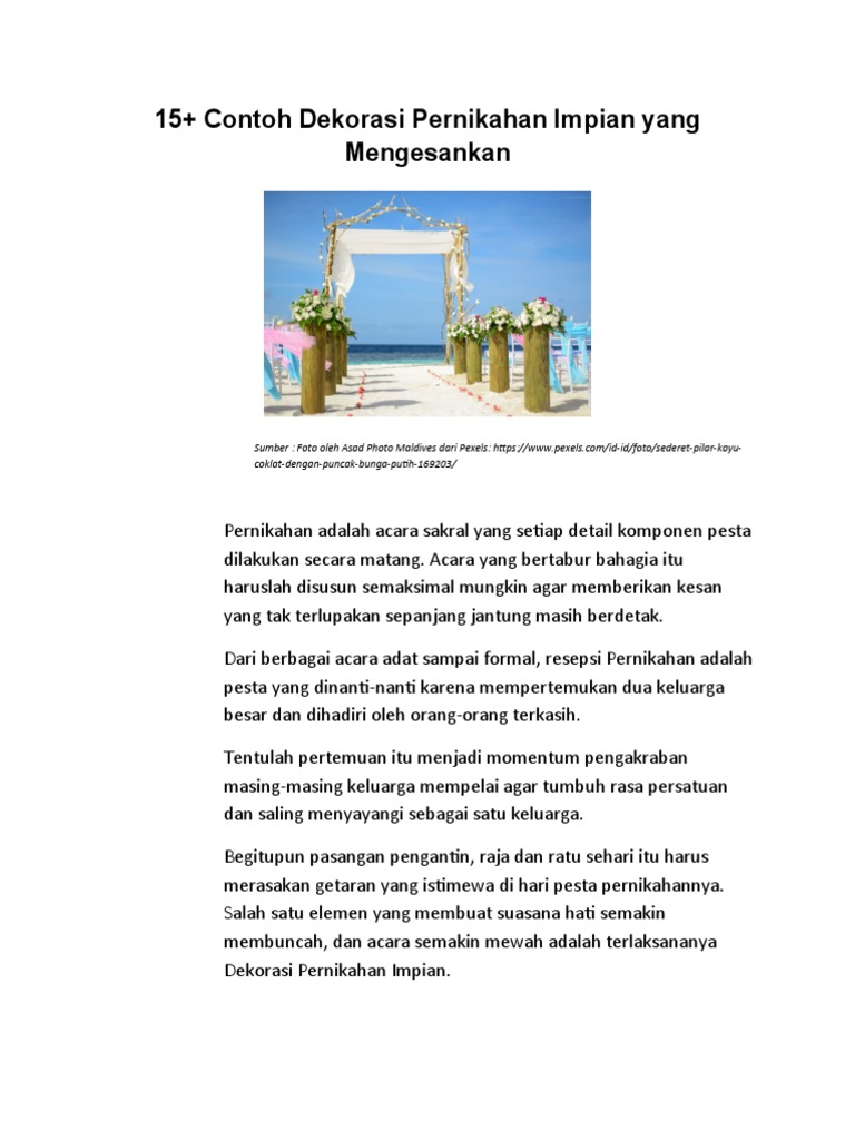 15+ Contoh Dekorasi Pernikahan Impian Yang Mengesankan | PDF