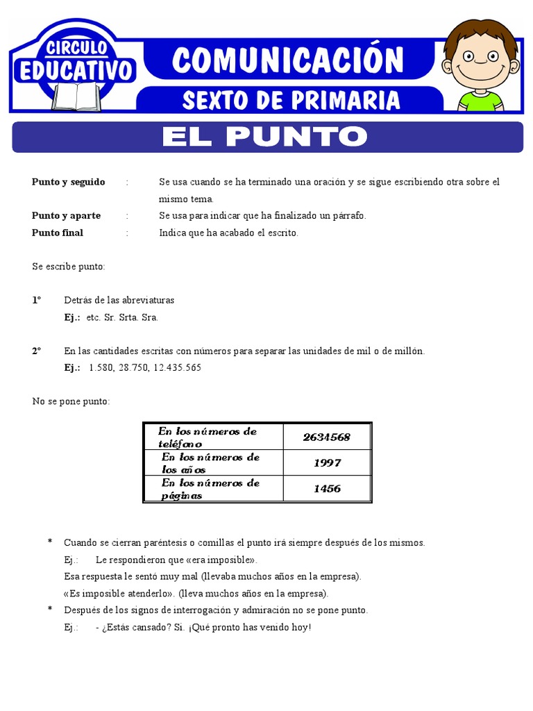 Punto y Seguido Punto y Aparte Punto Final: Circulo Educativo | PDF