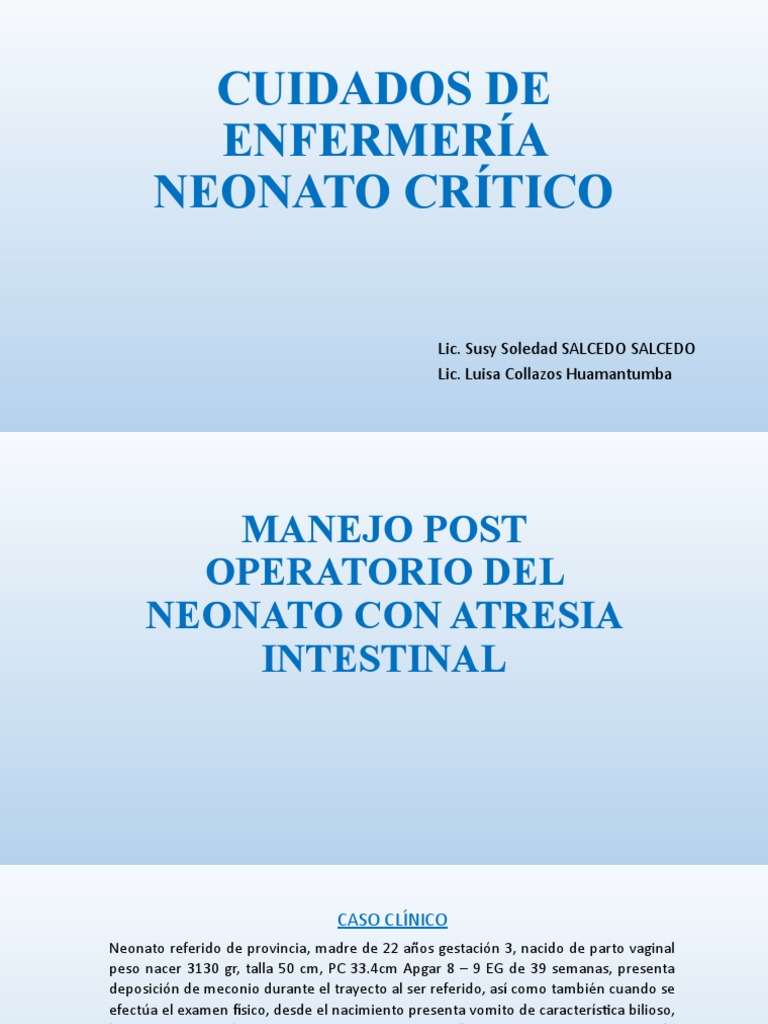 Cuidados de Enfermería Neonato Crítico: Lic. Susy Soledad SALCEDO ...