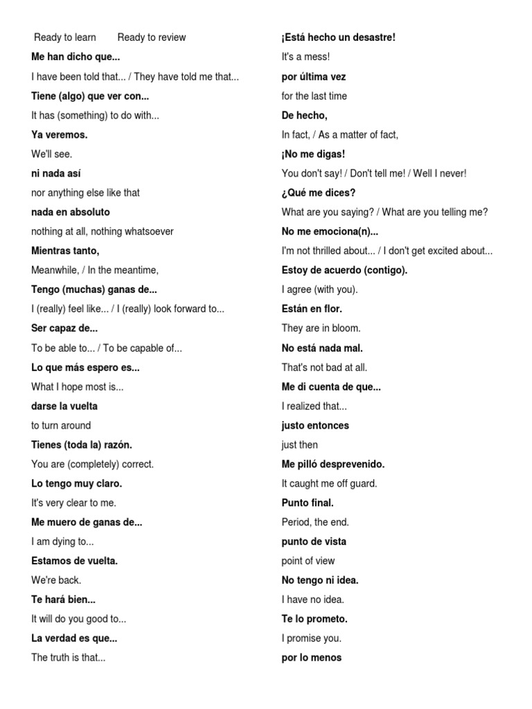Spanish English Phrases Advanced | PDF