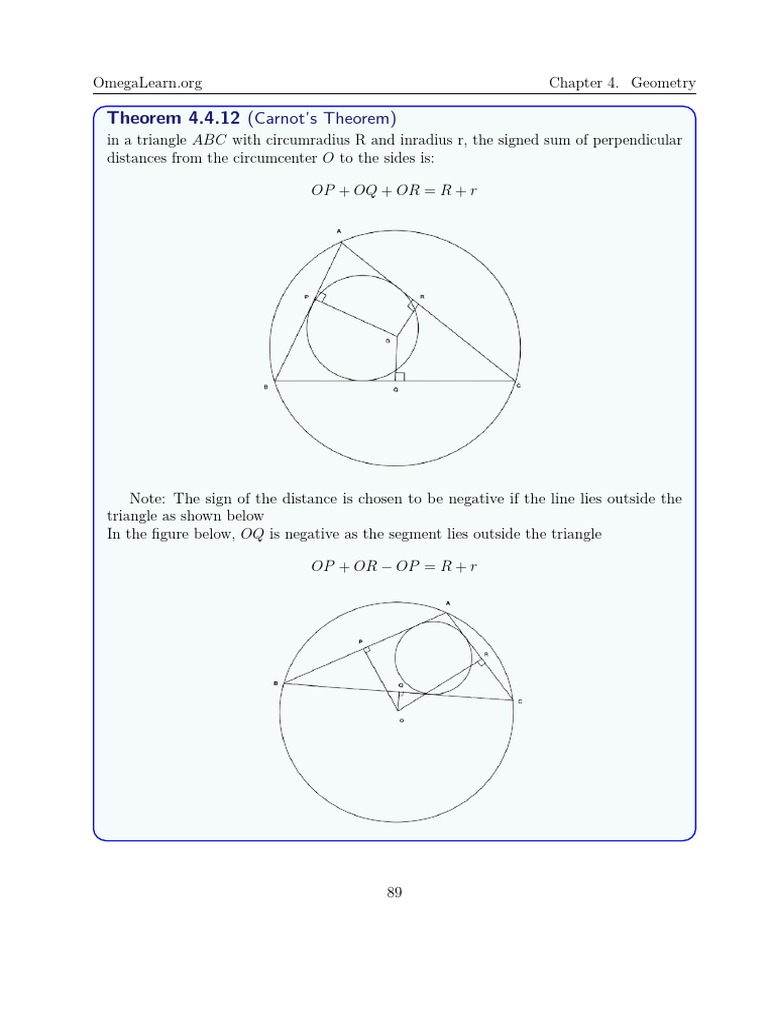 Carnot's Theorem in Triangle Geometry | PDF