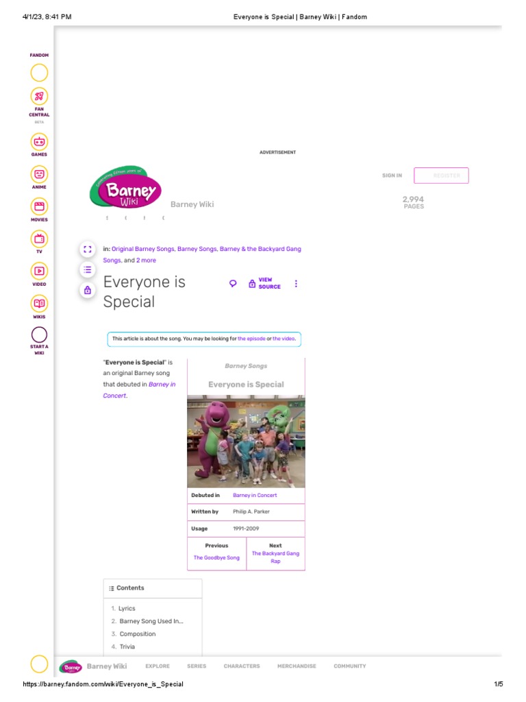 Everyone Is Special - Barney Wiki - Fandom | PDF