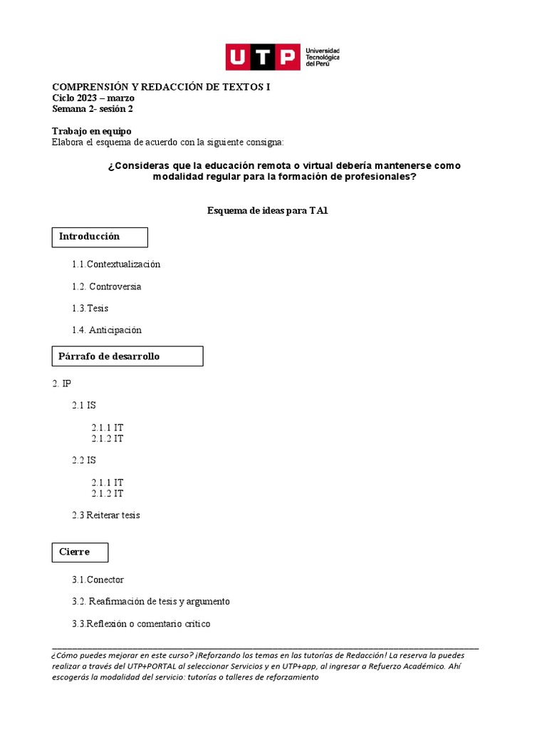 S02.s2-Esquema para TA1 (Material) 2023 Marzo | PDF | Informática