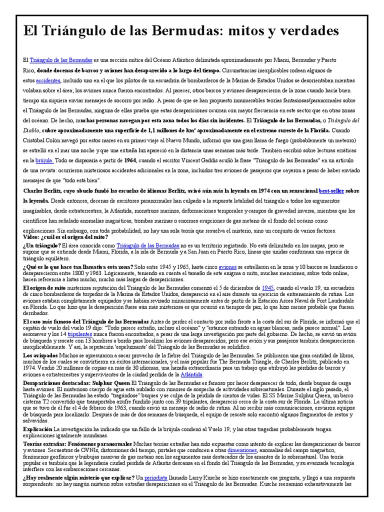 Mitos y verdades del Triángulo de las Bermudas | PDF