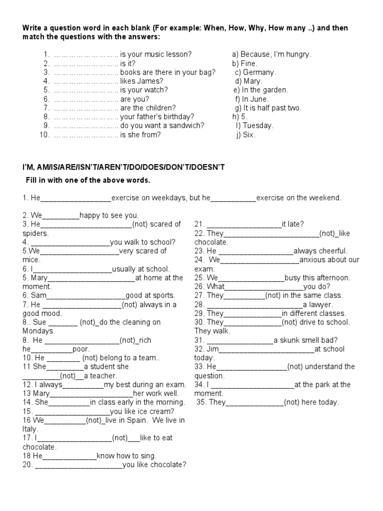 Wh-Questions, To Be Simple Present | PDF