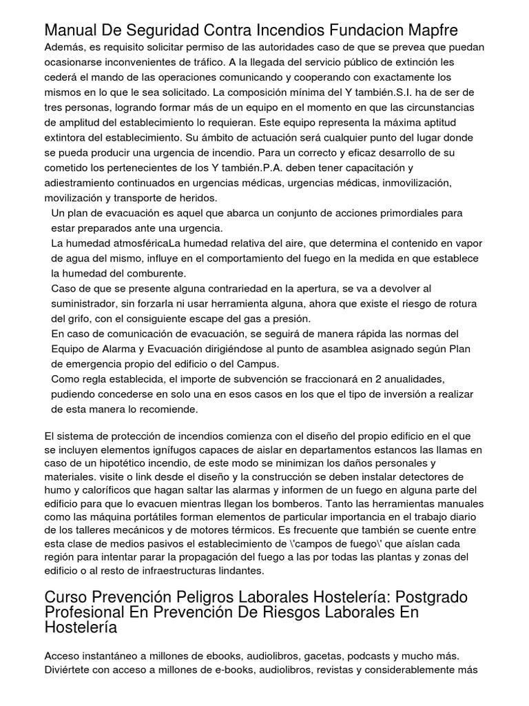 Manual de Seguridad Contra Incendios Fundacion Mapfre | PDF