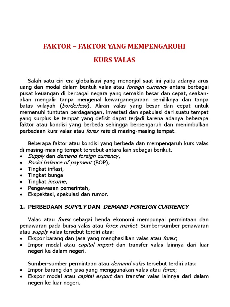 Faktor Pengaruh Kurs Valas | PDF