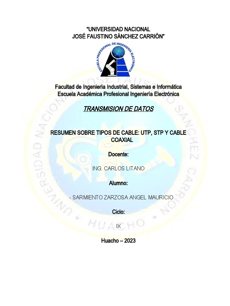 Tipos de Cable Utp, STP y Cable Coaxial | PDF | Cable coaxial ...