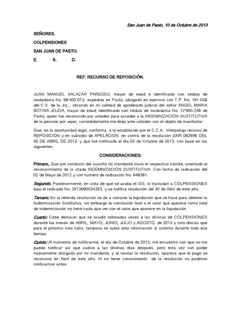 Recurso de Reposición - Apelación | PDF