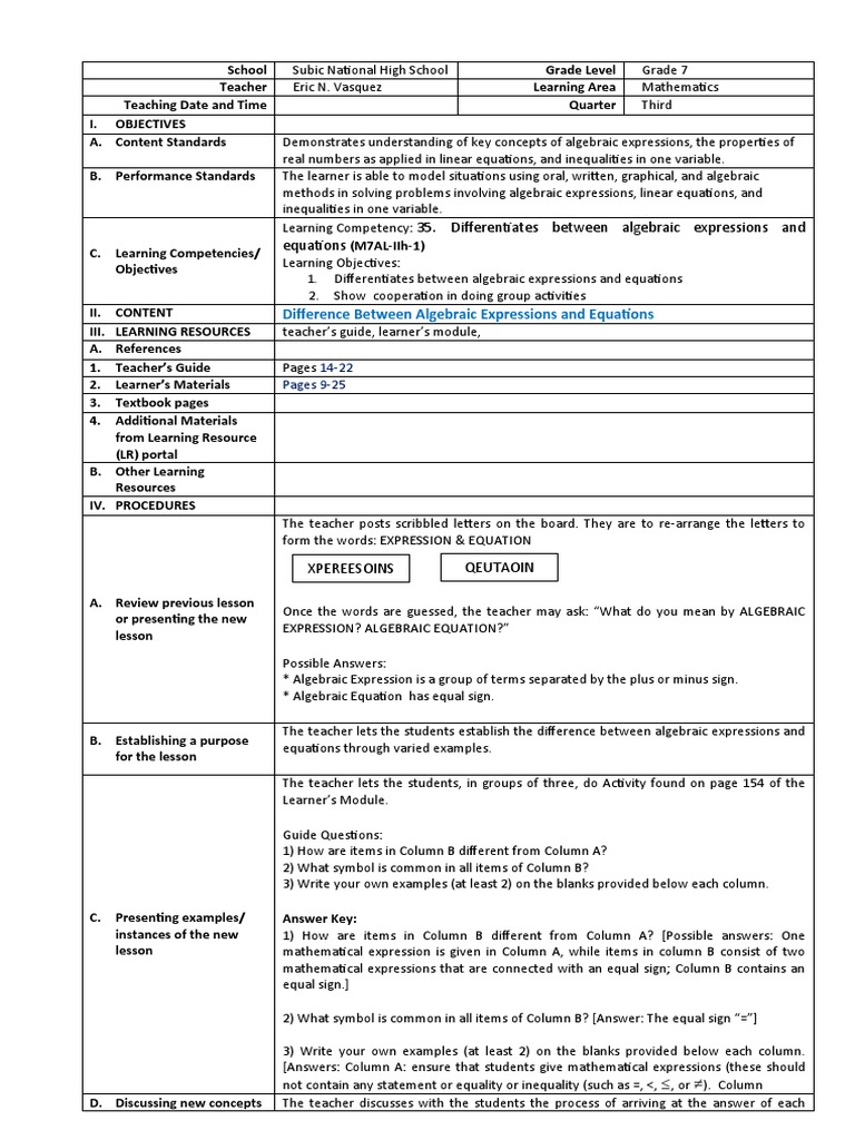 Math G7 Ii-Day 25 | PDF | Equations | Mathematics