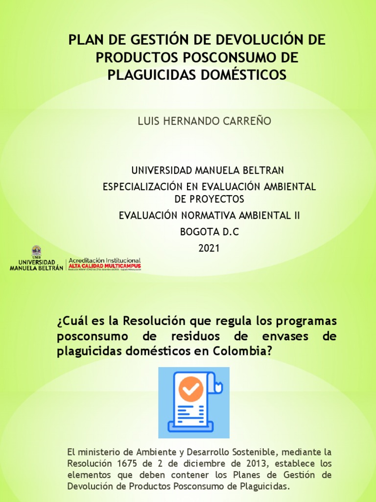 PLAN DE GESTIÓN DE DEVOLUCIÓN Envases de Plaguicidas | PDF | Residuos | Pesticida