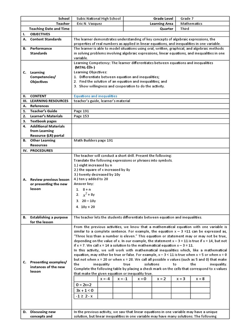 Math G7 Ii-Day 27 | PDF | Equations | Mathematics