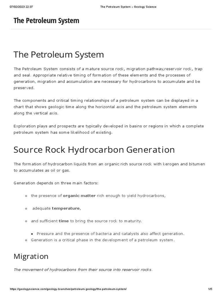 The Petroleum System Geology Science | Download Free PDF | Petroleum ...