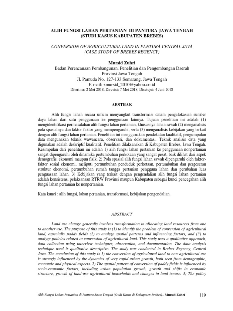 Conversion of Agricultural Land in Pantura Central Java (Case Study of ...