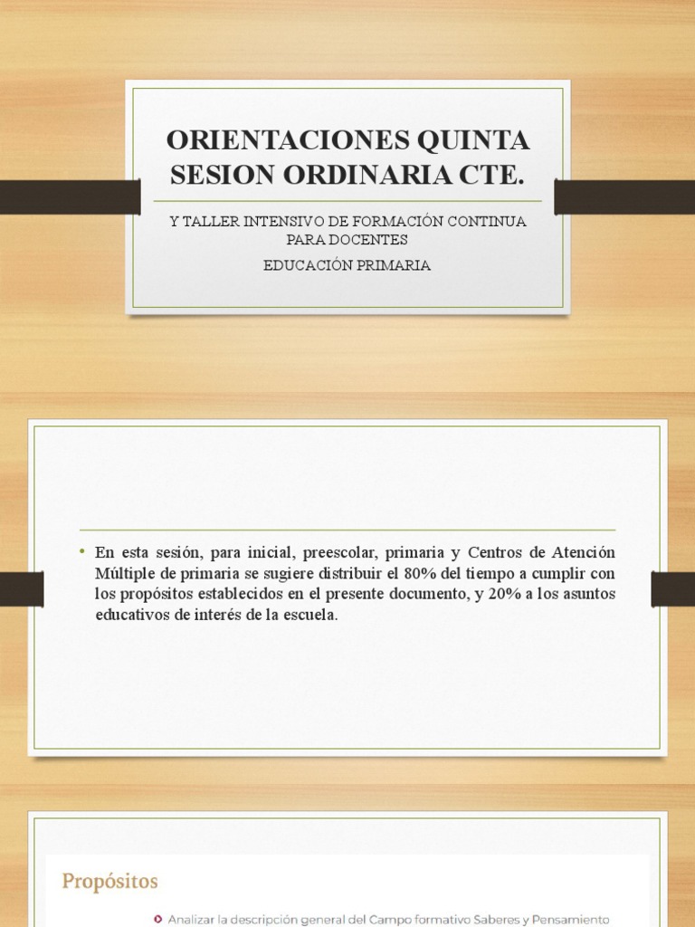 Orientaciones Quinta Sesion Ordinaria Cte | PDF