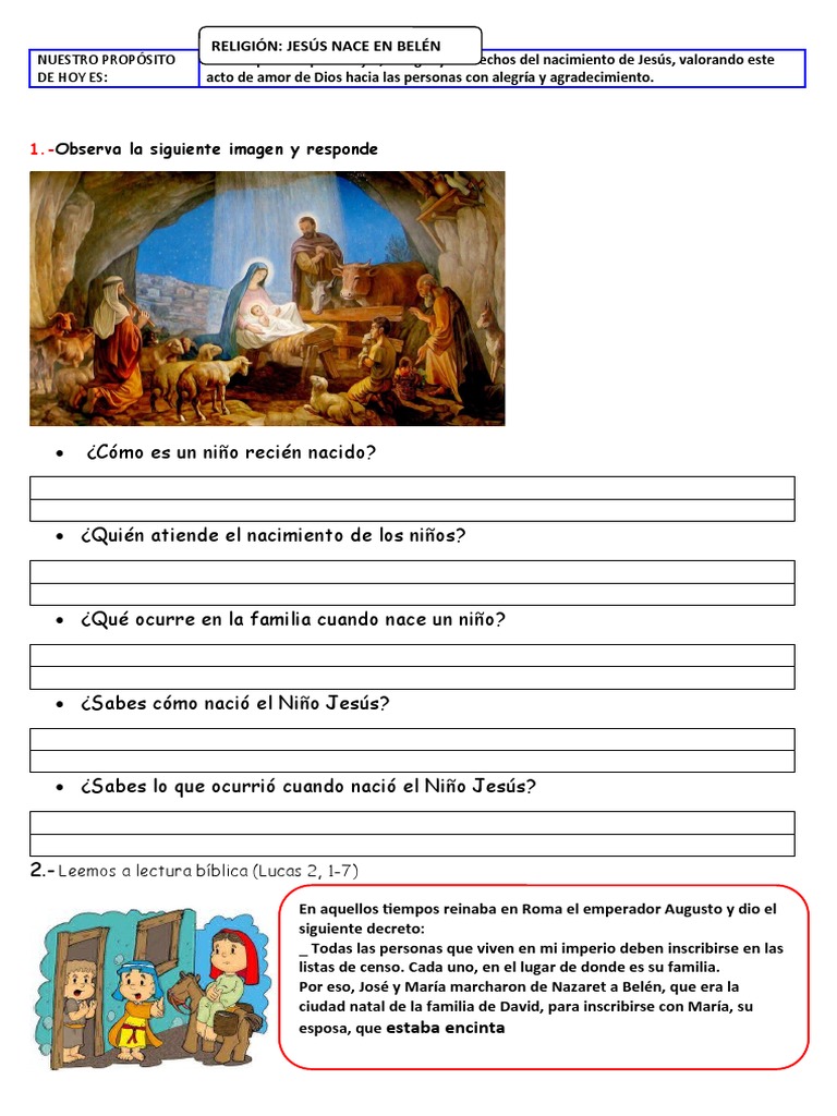 4.-FICHA Nacimiento de Jesus JUEVES 15 | PDF | María, madre de Jesús ...