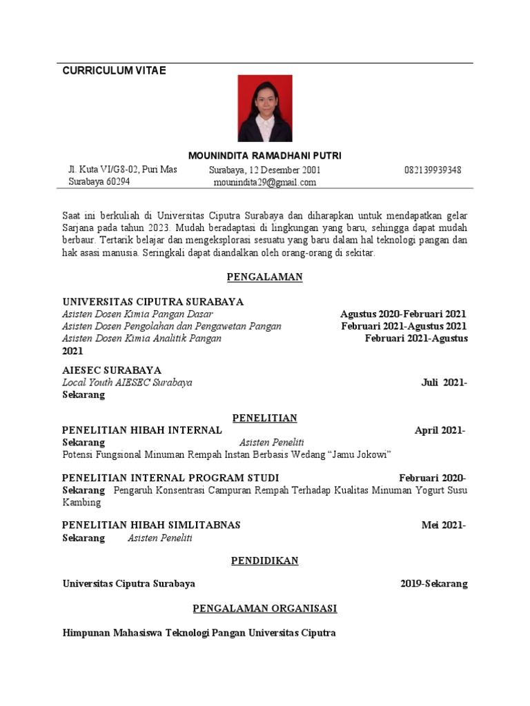 Profil Mounindita Ramadhani Putri | PDF