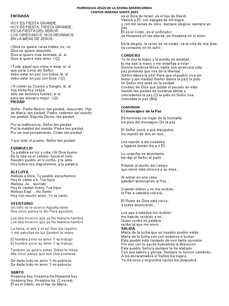 Cantos Semana Santa | PDF | María, madre de Jesús | Amor