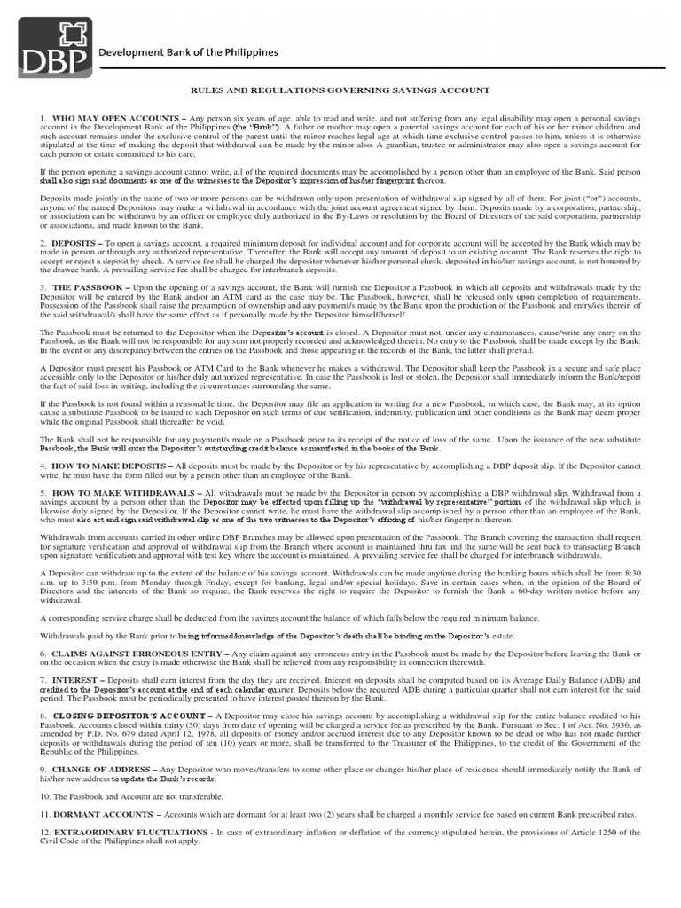 Rules-Regulations-SAVINGS-ACCOUNT-DEPED-2021 | PDF | Deposit Account ...