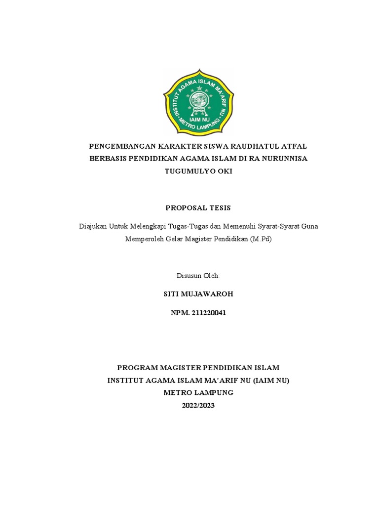 Proposal Tesis Bu Jawar | PDF