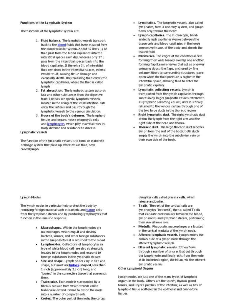 The Lymphatic System Pdf Lymphatic System Lymph