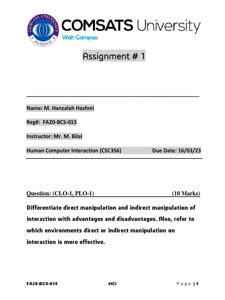 Direct & Indirect Manipulation. | PDF