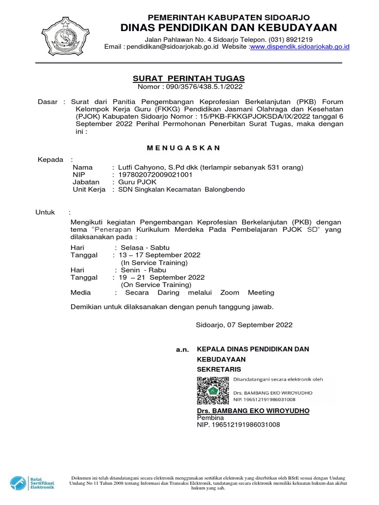 Spt Pkb Guru Pjok Sda 2022 | PDF