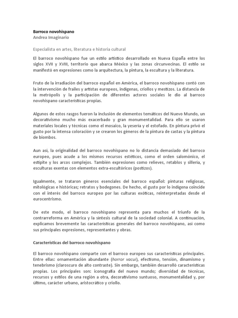 Arte Barroco Novohispano | PDF | Barroco | Nueva españa