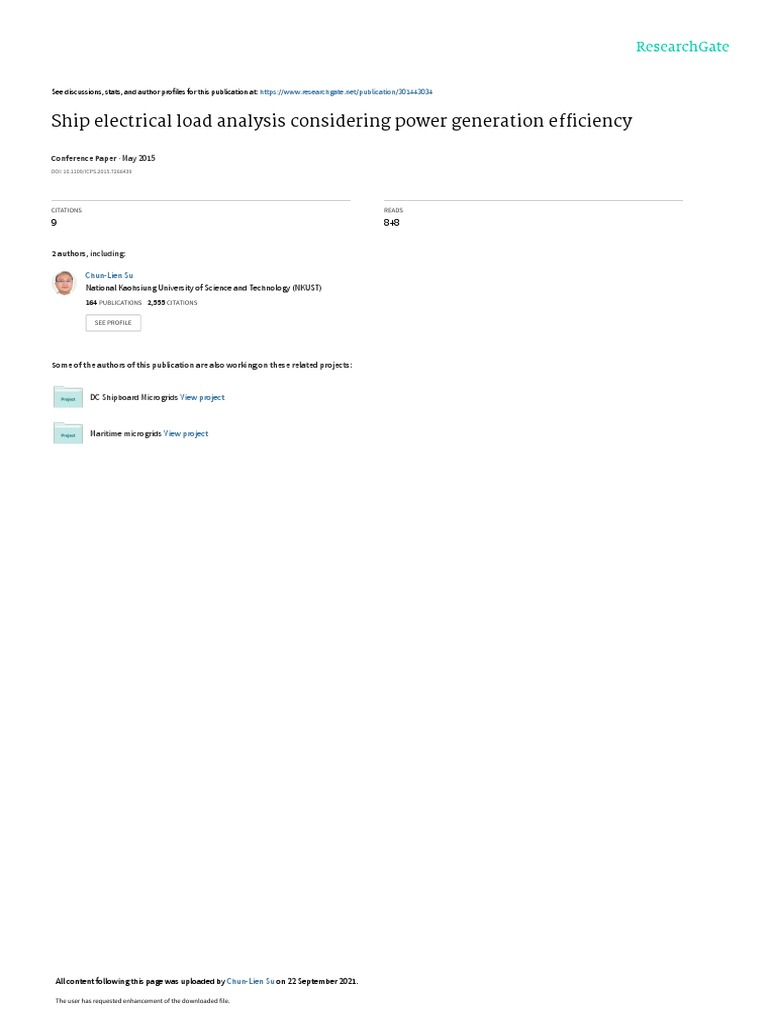 Ship Electrical Load Analysis Considering Power Generation Efficiency ...