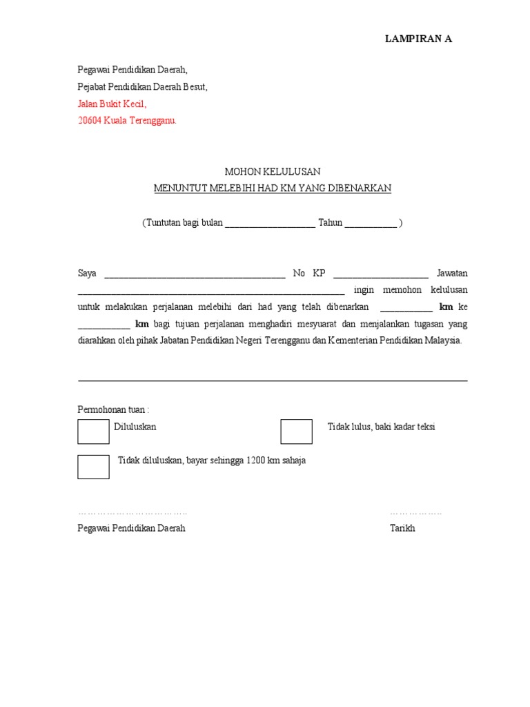 Borang Kelulusan PPD BG Jarak Lebih 1200km | PDF