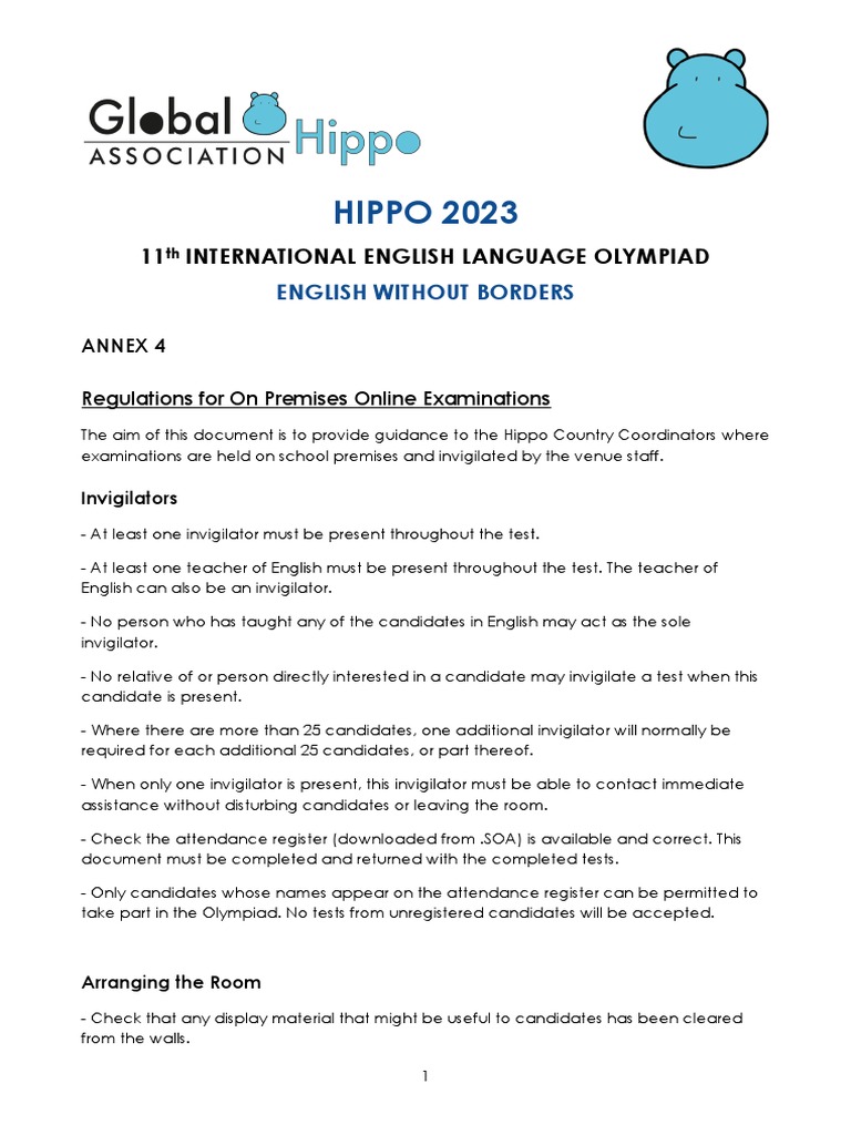 Hippo 2023 OP Online Exams Regulations | PDF | Business