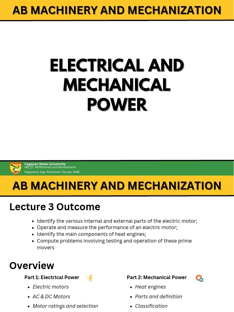 Lecture 3 Part1 - Electric Motors | PDF | Electric Motor | Engines