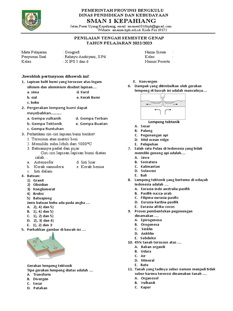 SOAL PTS Geografi SMT Genap | PDF