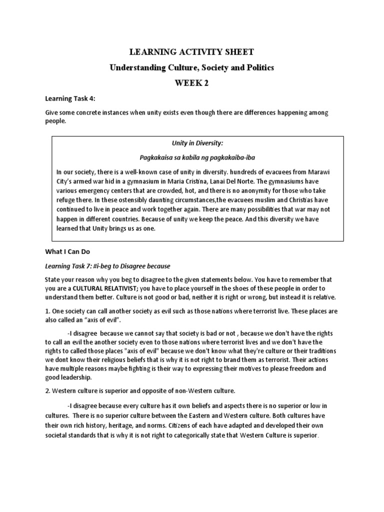 Activity Sheet Week 2 | PDF