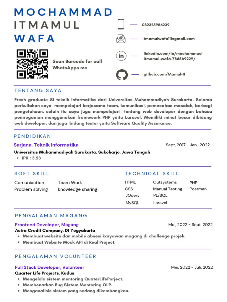 CV - Mochammad Itmamul Wafapdf | PDF