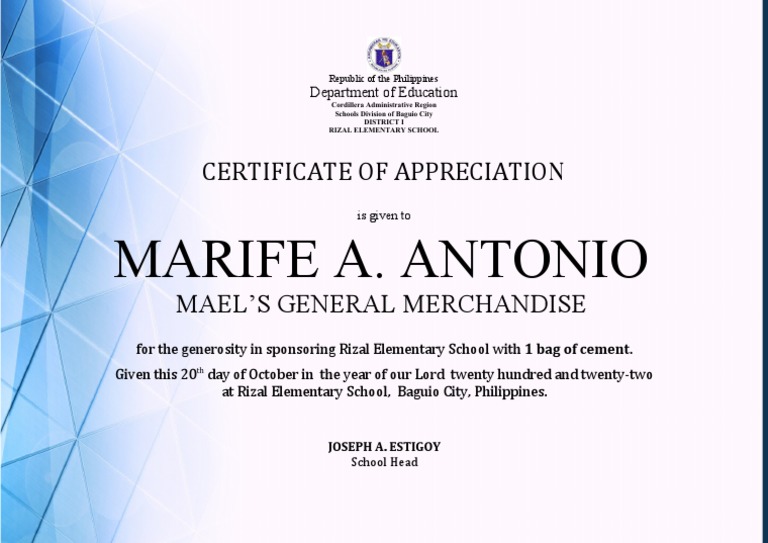 Certificate of Appreciation Template Word 11 | PDF