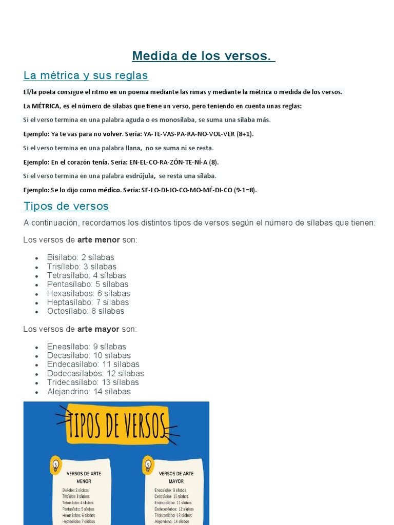 Reglas de la métrica en los versos | PDF
