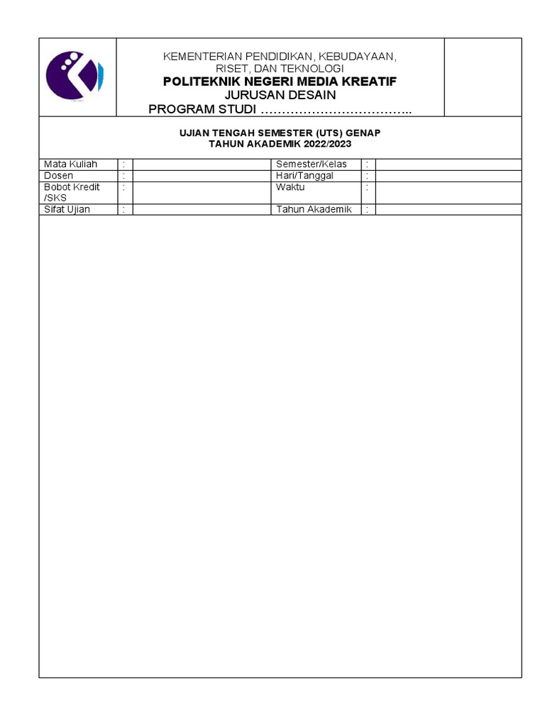 Template Soal Uts Genap 2022-2023 | PDF
