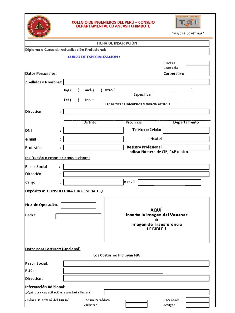 Ficha de Inscripción TQI CIP CD | PDF | Informática