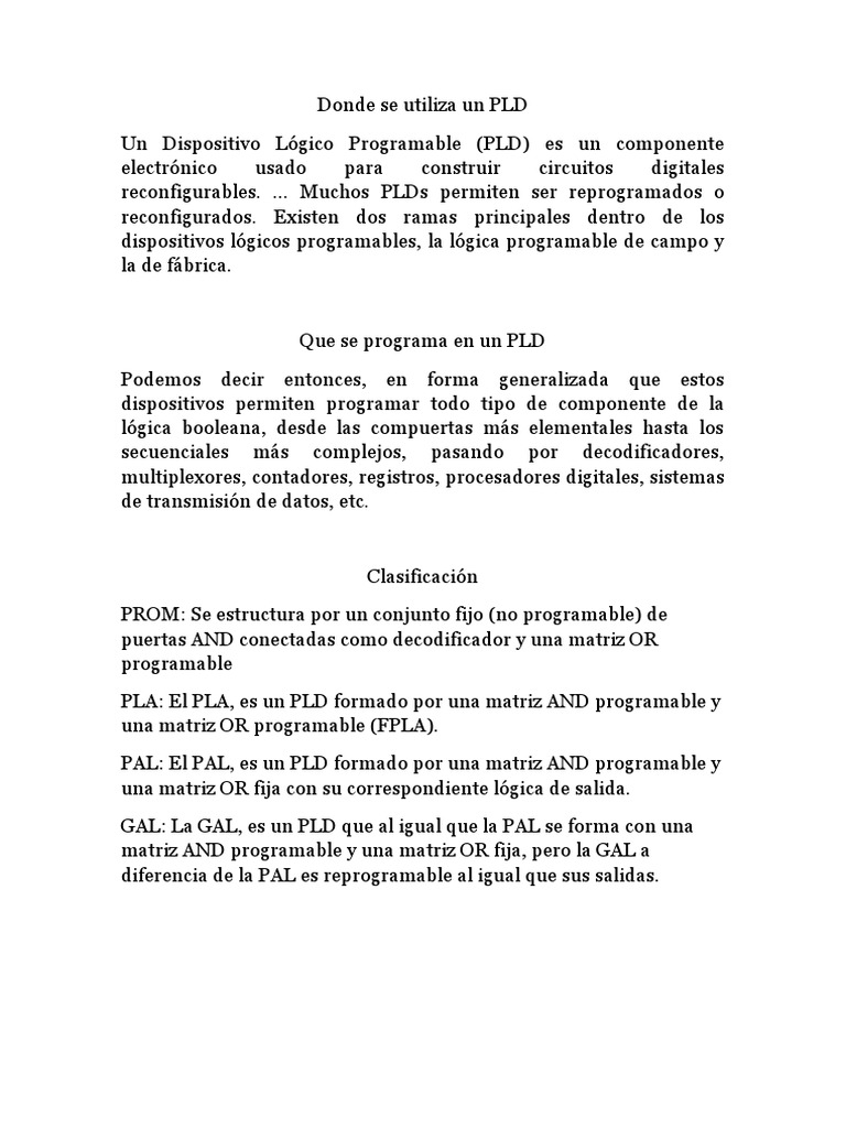 Donde Se Utiliza Un PLD | PDF