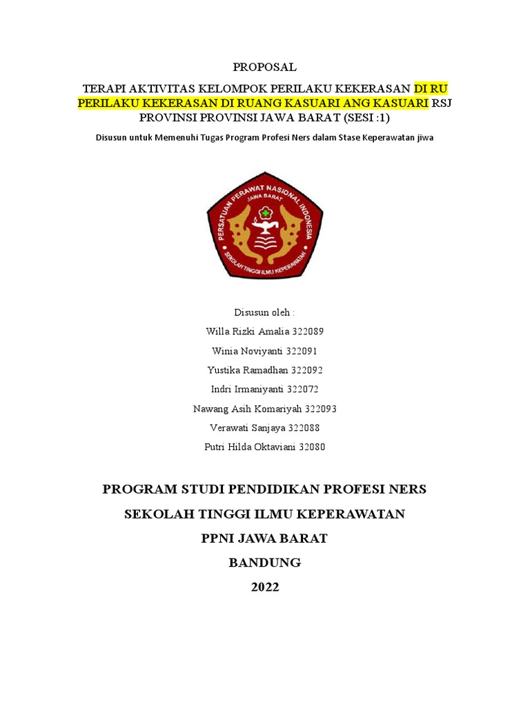 Proposal Terapi Aktivitas Kelompok Perilaku Kekerasan Di Ru Perilaku Kekerasan Di Ruang Kasuari ...