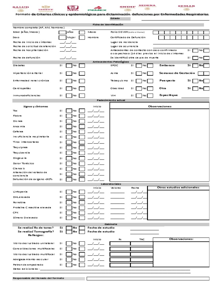 Formato para Dictaminar Def X Enf Resp | PDF | Especialidades Medicas ...