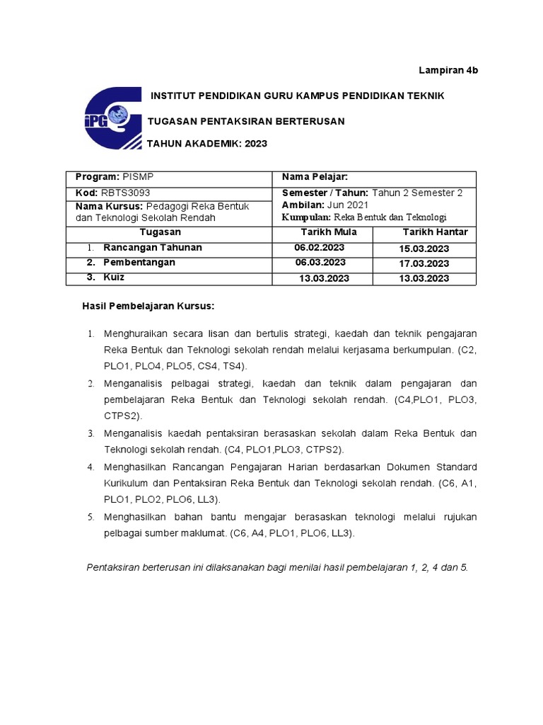 Tugasan Pelajar - RBTS3093 | PDF