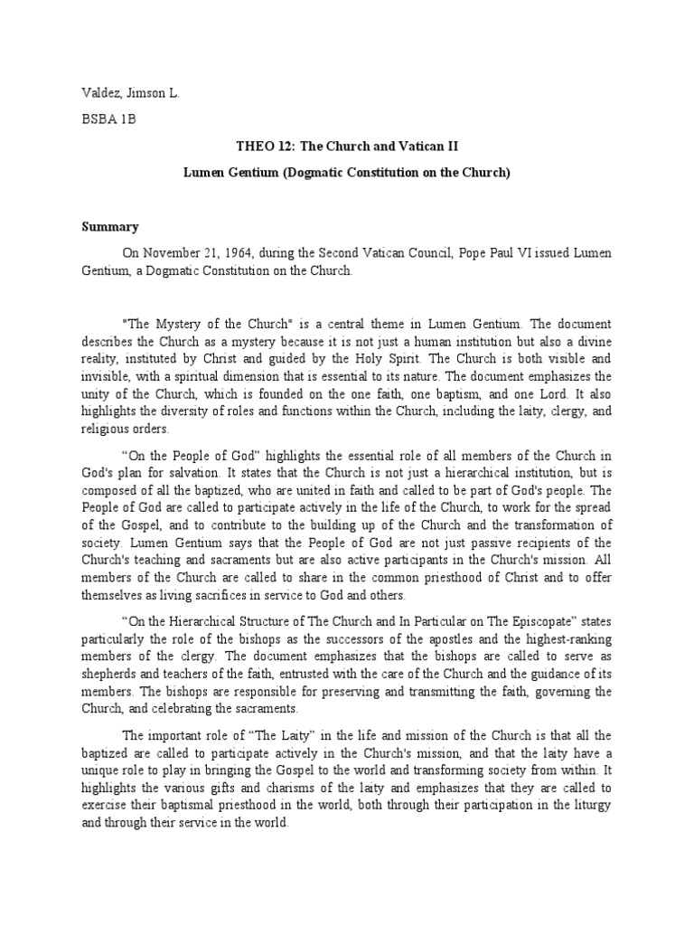 Summary and Reflection THEO12 | Download Free PDF | Catholic Church ...