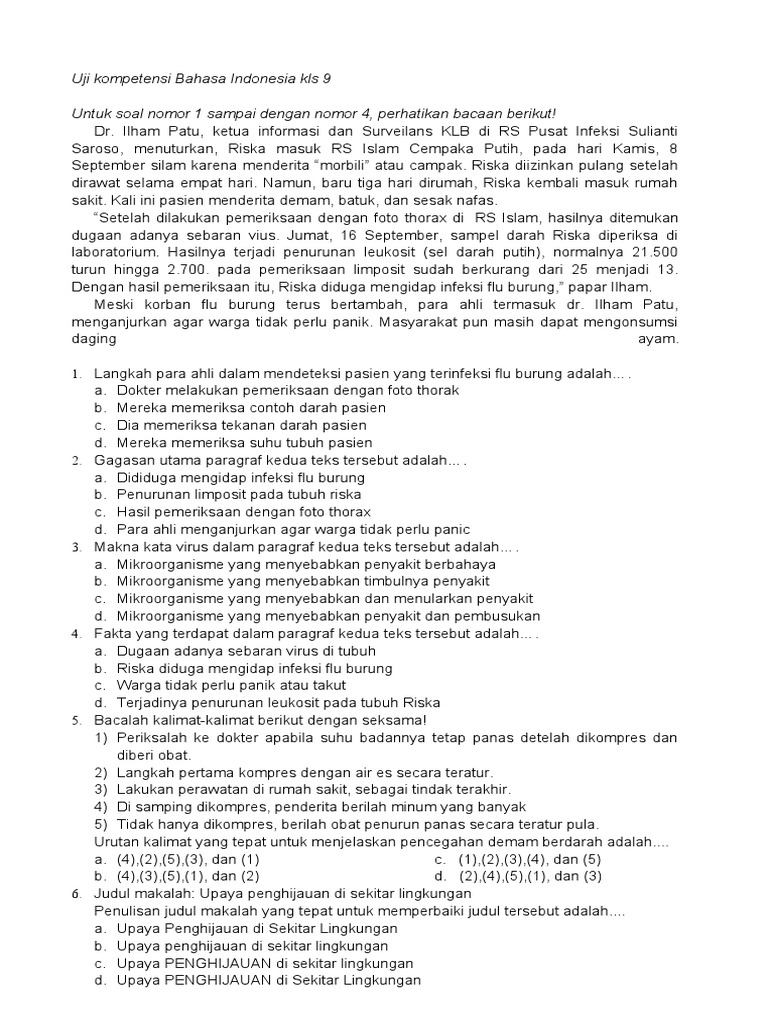 1 - Soal PTS Bindo 9 | PDF